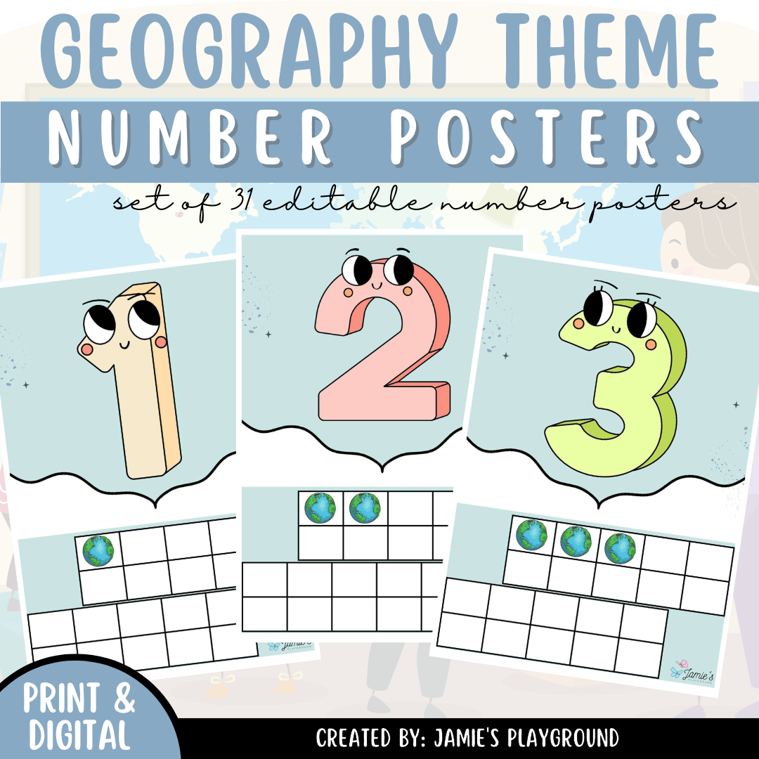 Number Posters 1 - Geography Classroom Decor Number Recognition - Classful