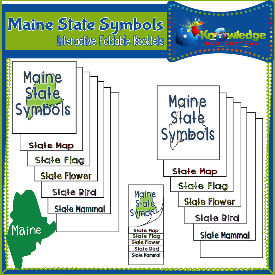 Maine State Symbols Interactive Foldable Booklets - Classful