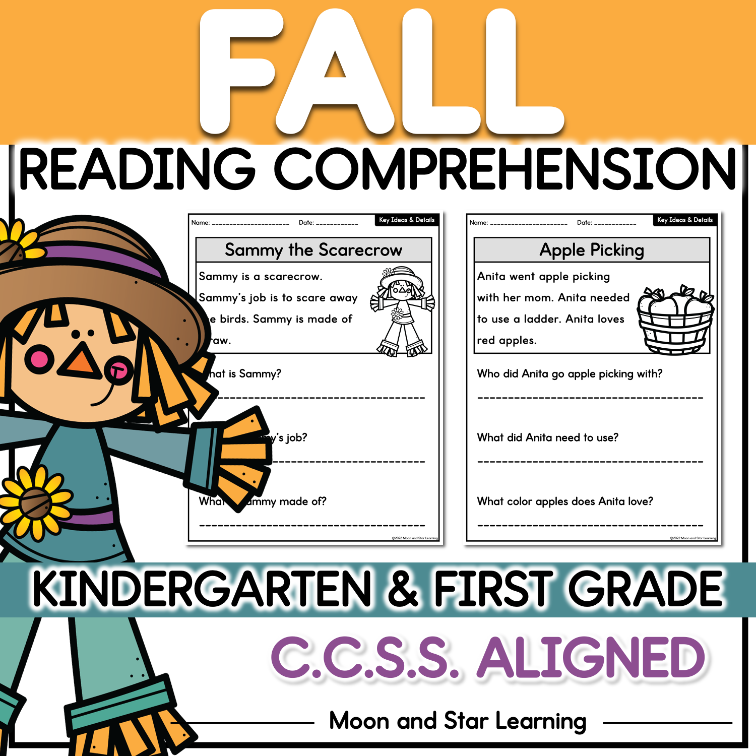 Fall Themed Reading Comprehension | Kindergarten & First Grade - Classful