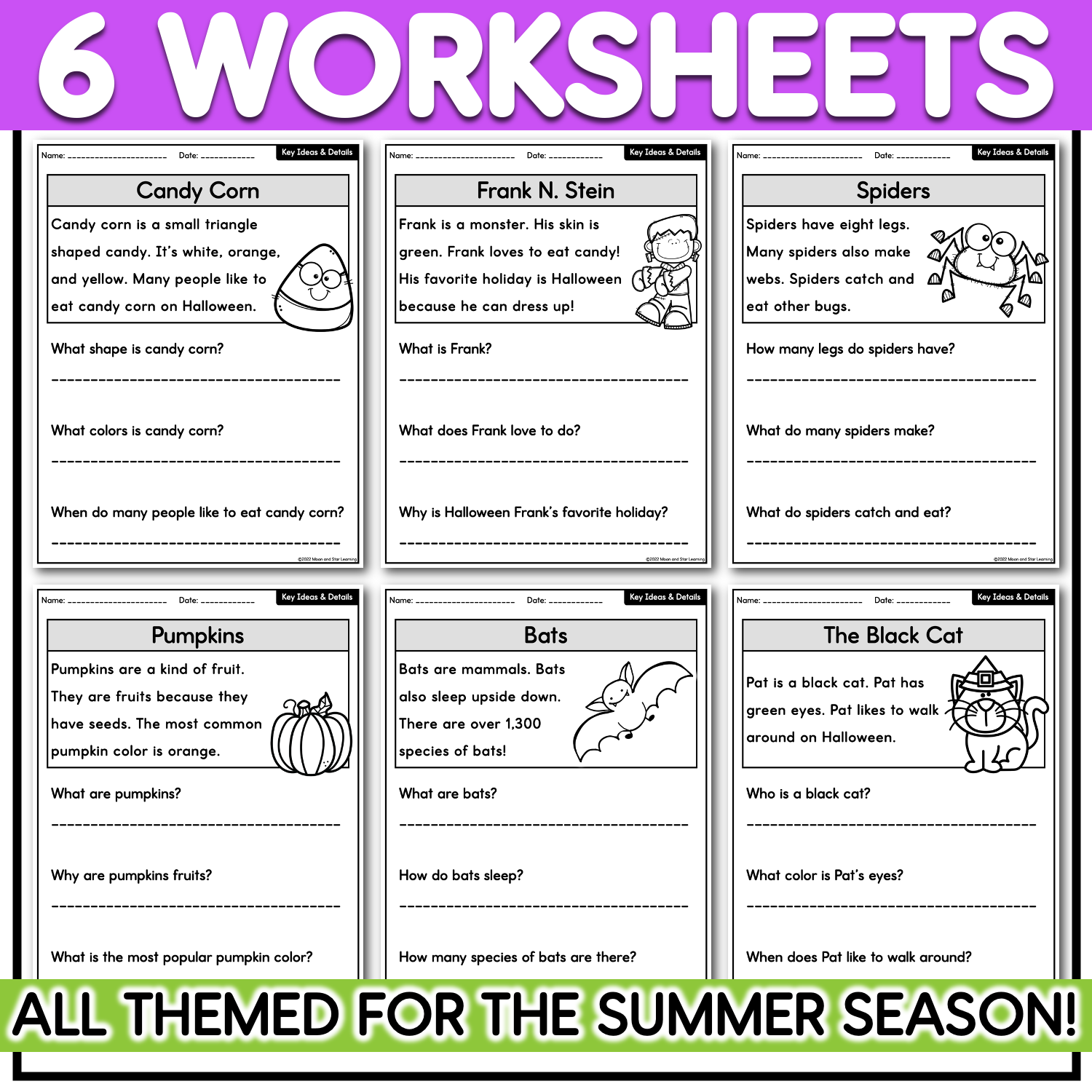 Halloween Themed Reading Comprehension | Kindergarten & First Grade ...