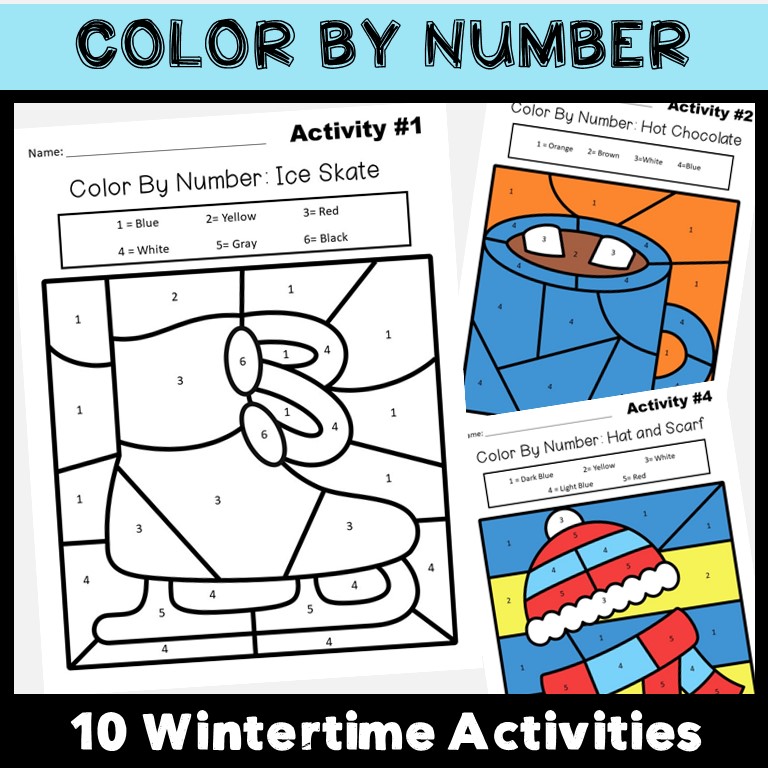Color By Number Interactive Winter Activities - Classful