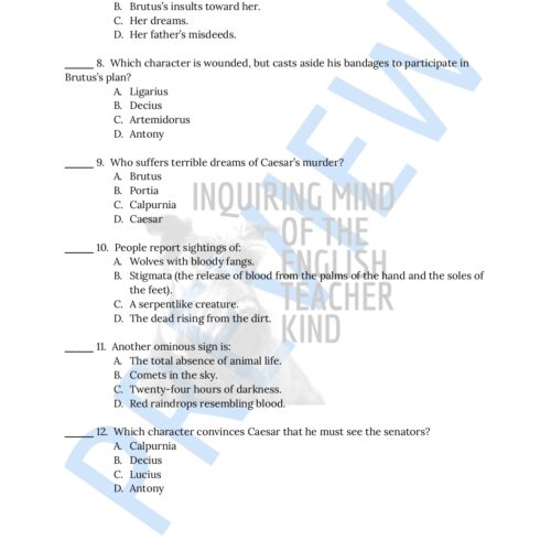 Julius Caesar Quiz and Answer Key Bundle - Classful