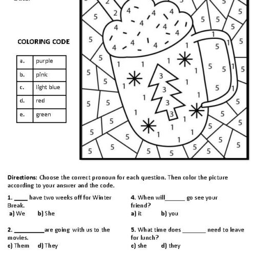 Christmas Theme Grammar Color By Code - Classful
