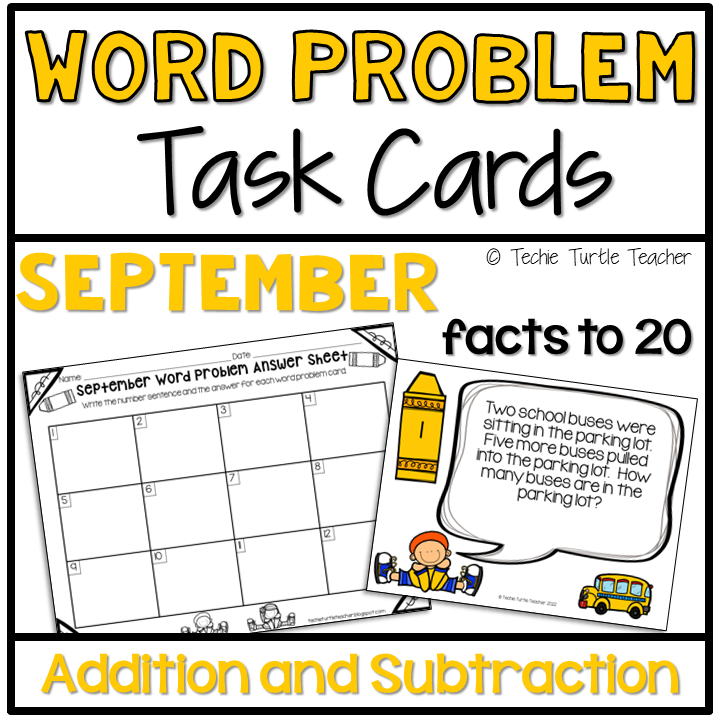 Addition & Subtraction Facts within 20 Fall Word Problem Task Cards ...