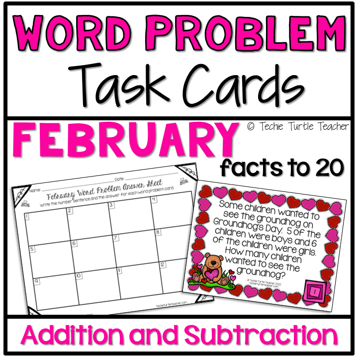 Addition & Subtraction Facts within 20 Winter Word Problem Task Cards ...