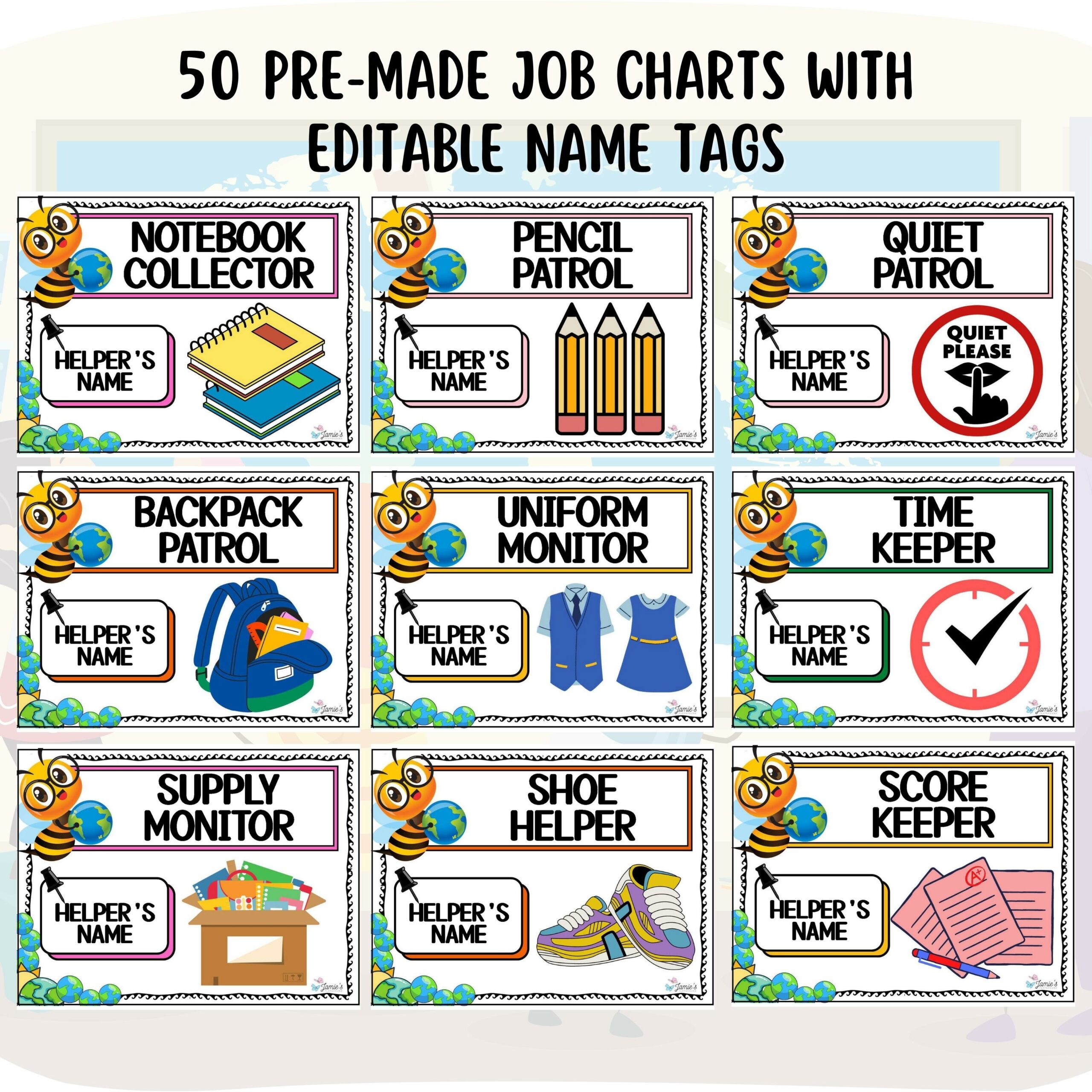 Classroom Job Charts with Name Tags - EDITABLE Geography Classroom ...