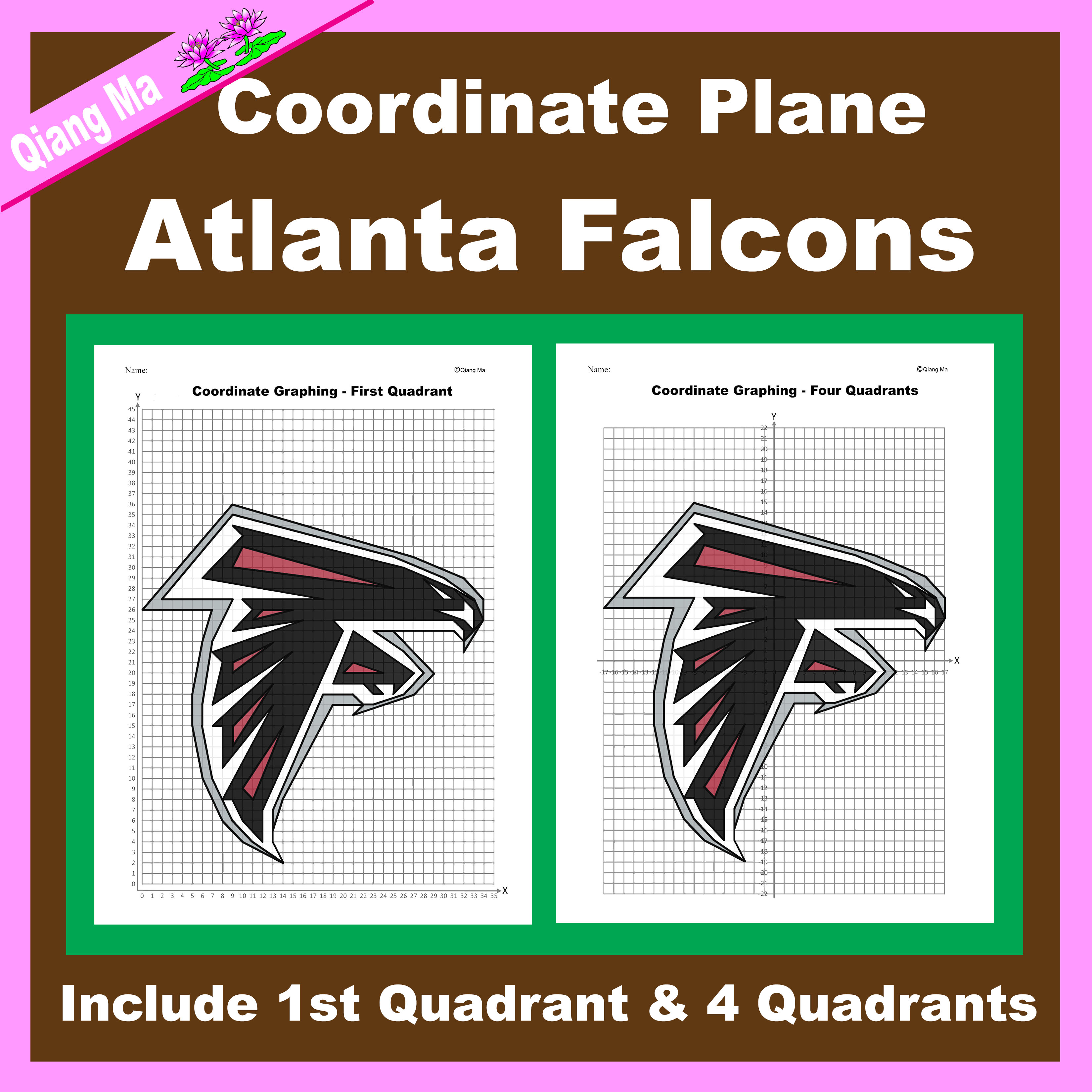 Super Bowl Coordinate Plane Graphing Picture- Atlanta Falcons - Classful