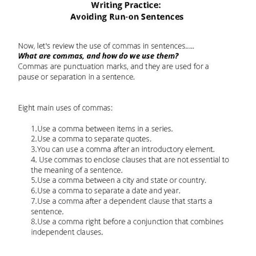 Identifying and Correcting Run On Sentences - ELA writing editing MS HS ...