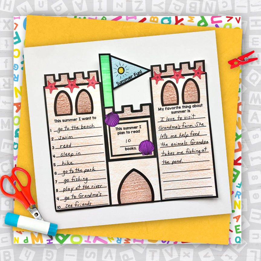 End of Year Sandcastle Summer Bucket List Craft & Writing - Classful