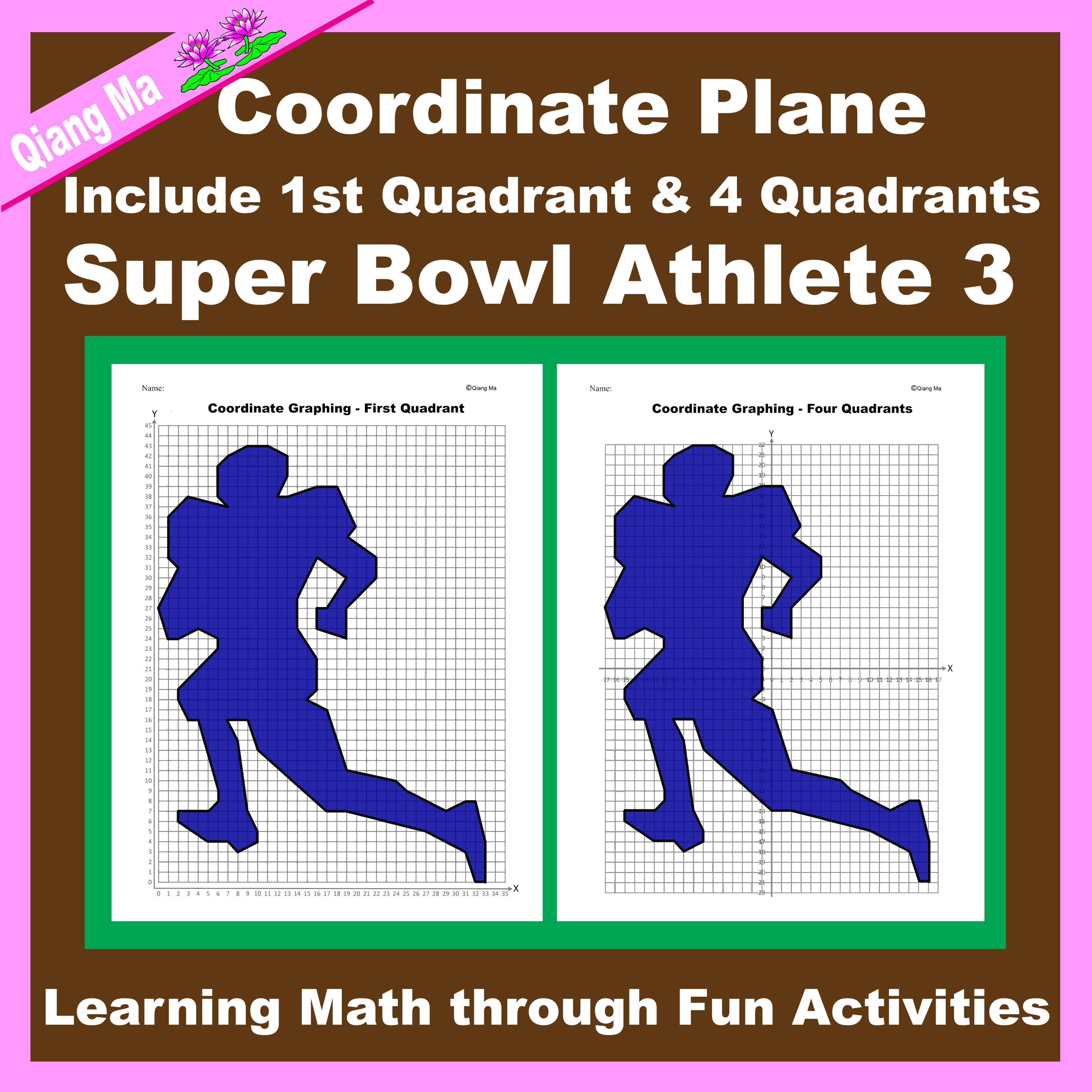 Super Bowl Coordinate Plane Graphing Picture- Athlete 3 - Classful