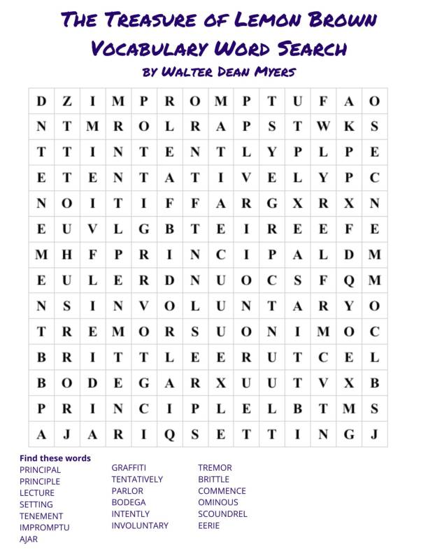 The Treasure of Lemon Brown No-Prep Vocabulary Development - Classful