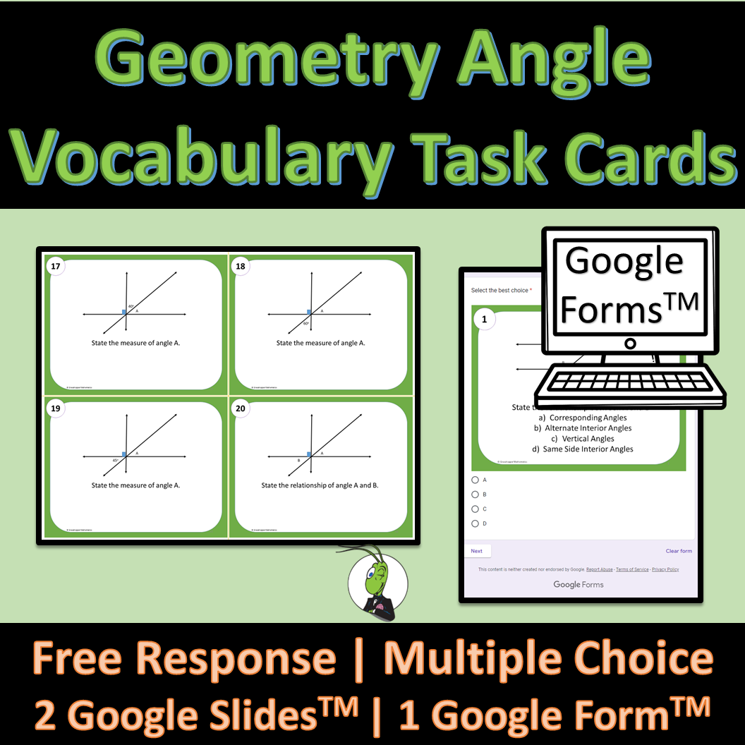 Angle Relationship Vocabulary and Measurement Geometry Task Cards ...