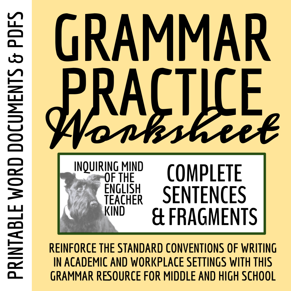 Grammar Practice Worksheet on Complete Sentences and Fragments - Classful
