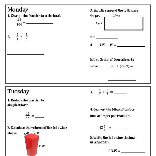 Pre-Algebra Weekly Warm-Ups - Classful