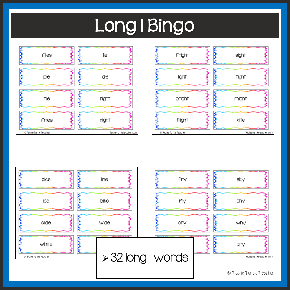 Phonics Game- Vowel Sounds Bingo - Long I - Decoding and Fluency ...