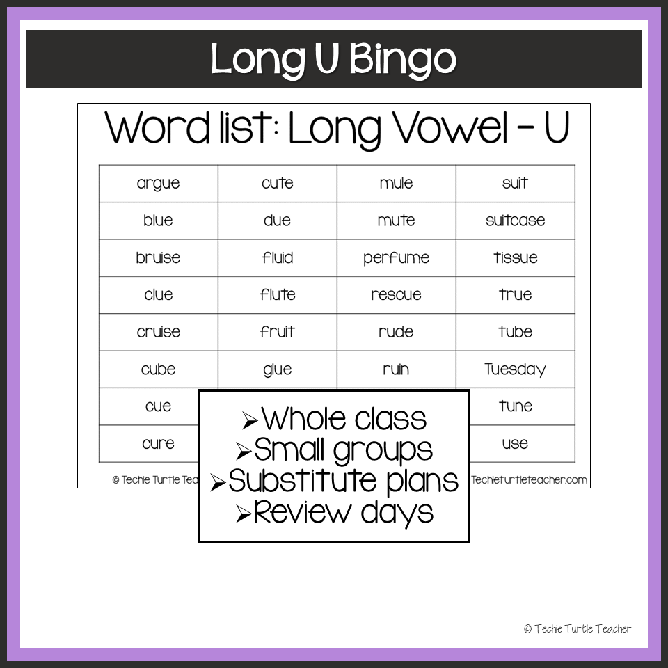 Phonics Game- Vowel Sounds Bingo - Long U - Decoding and Fluency ...