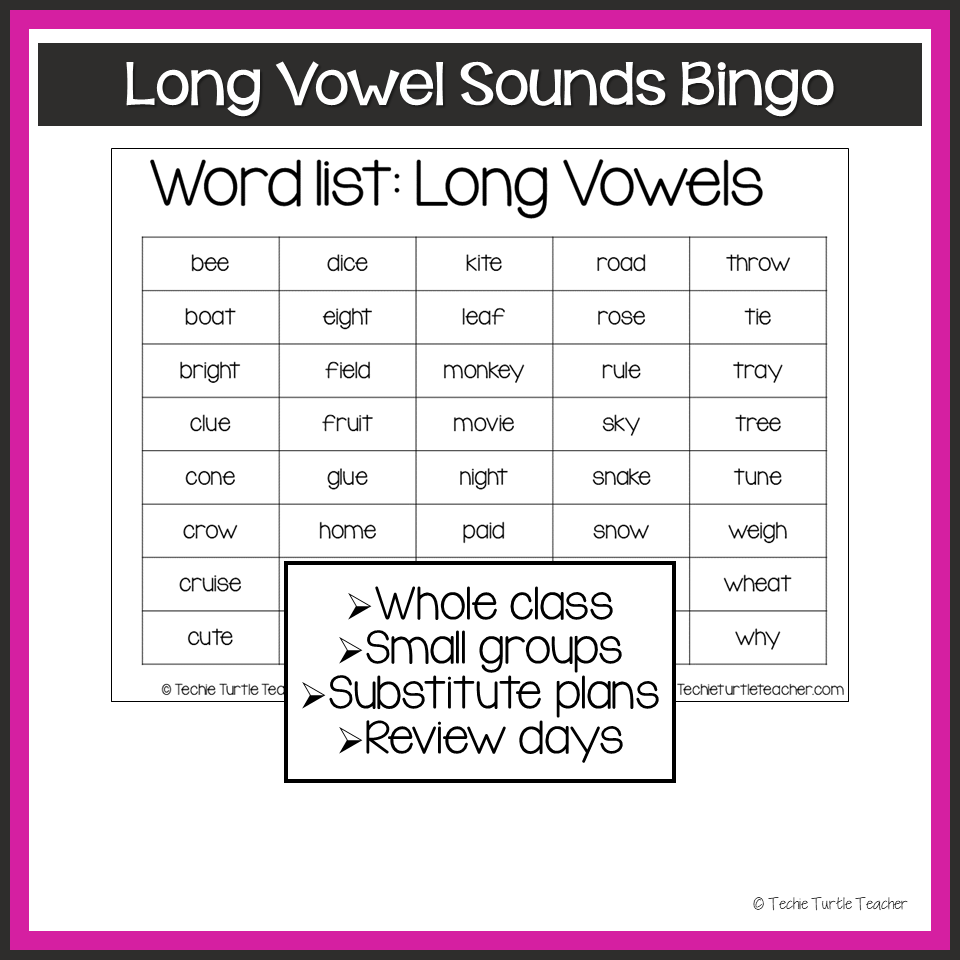 Phonics Game- Long Vowel Sounds Bingo - Decoding and Fluency Practice ...