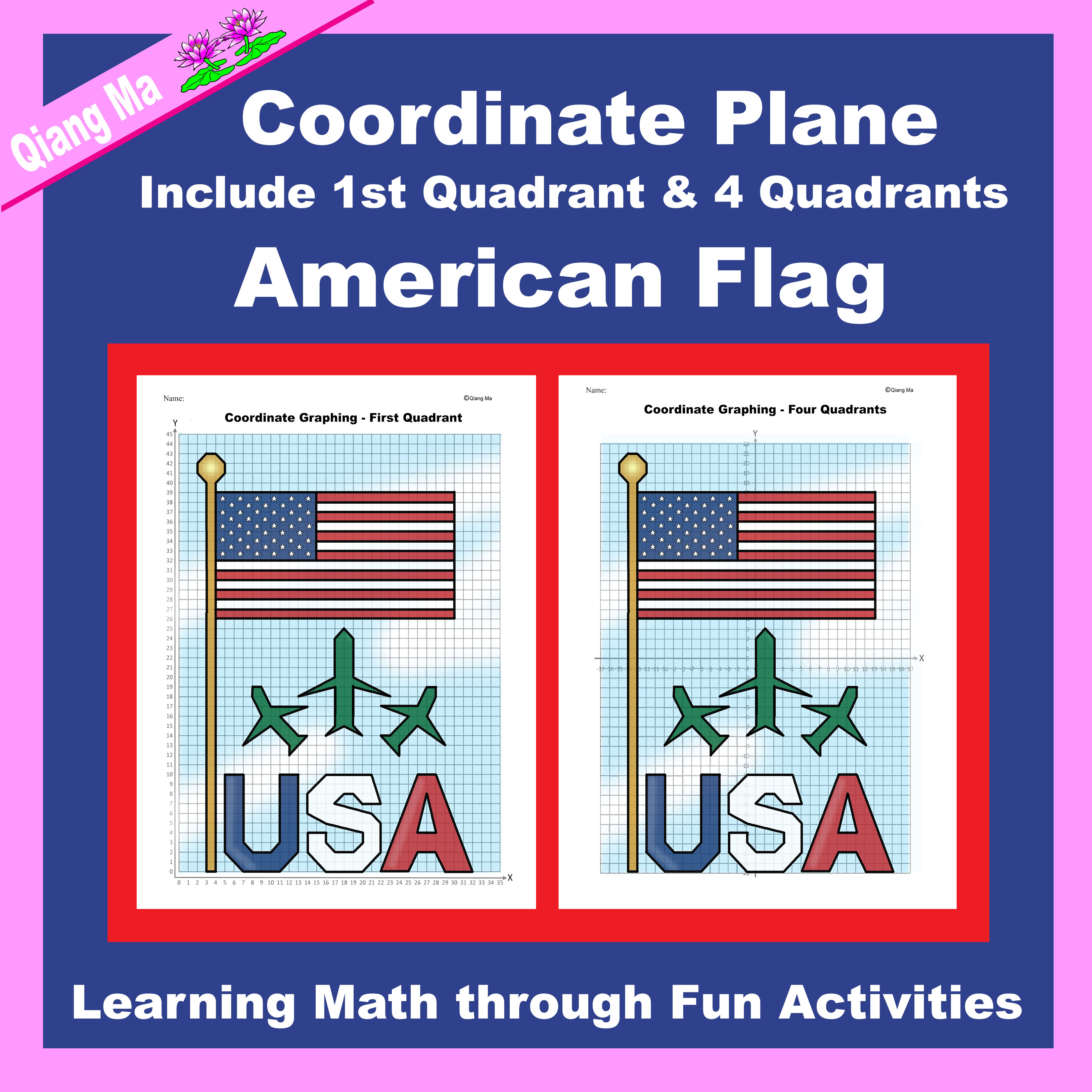 Patriot Coordinate Plane Graphing- American Flag - Classful