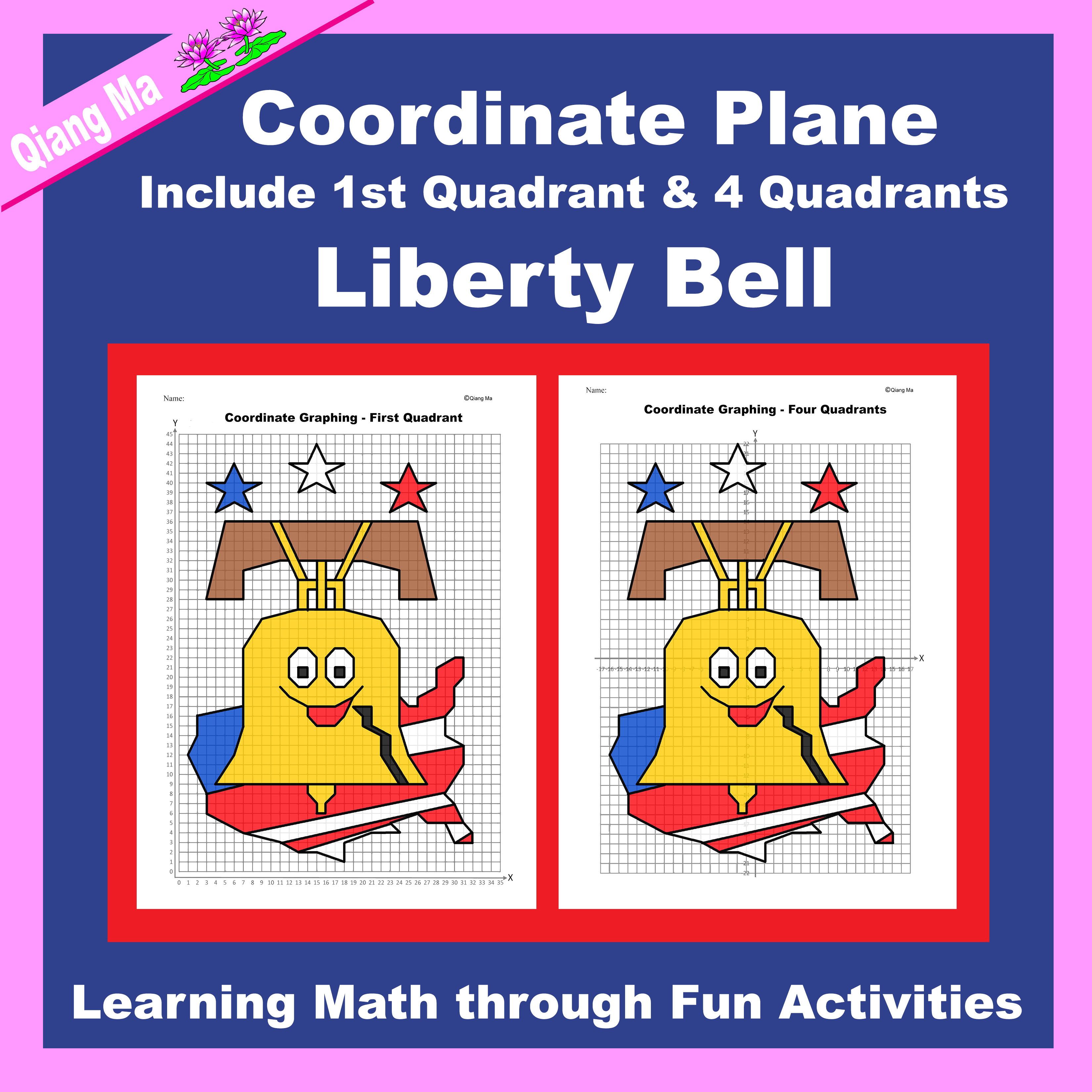 Patriot Coordinate Plane Graphing- Liberty Bell - Classful