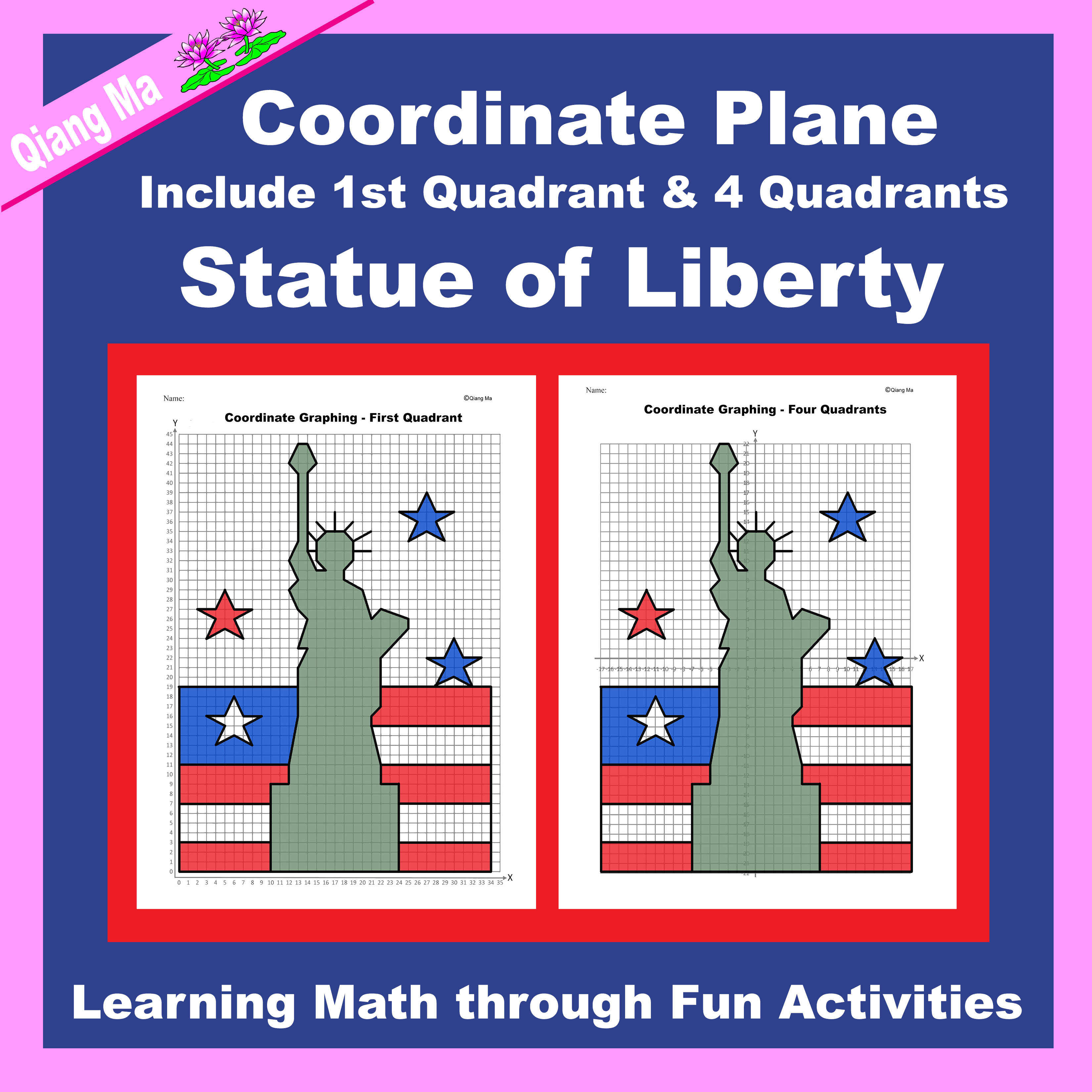 Patriot Coordinate Plane Graphing- Statue of Liberty - Classful