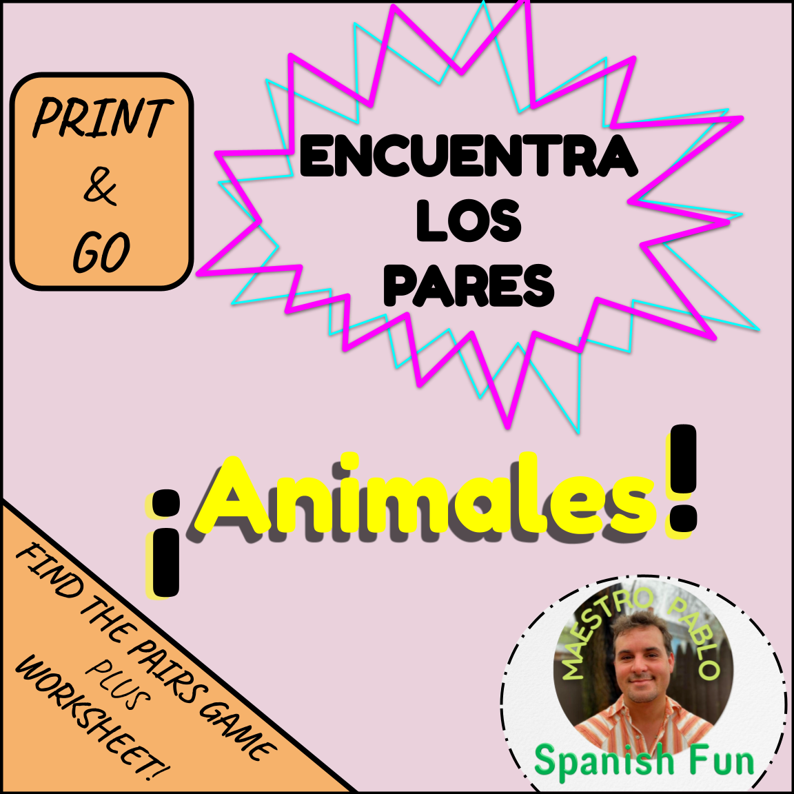 Find the Pairs Printable game (Animals) plus Worksheet - Classful