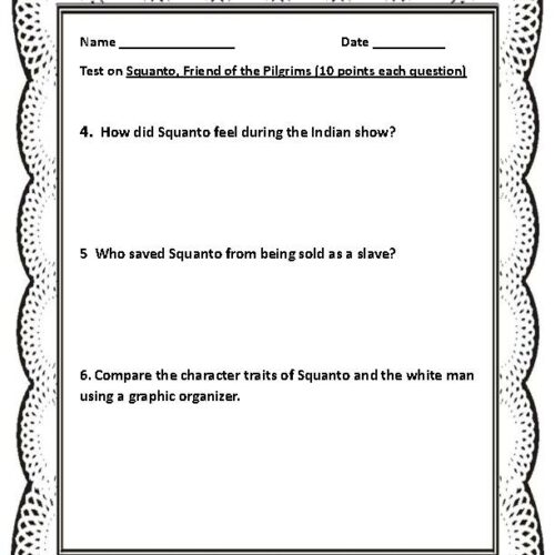 SQUANTO, FRIEND OF THE PILGRIMS - TEST - Classful