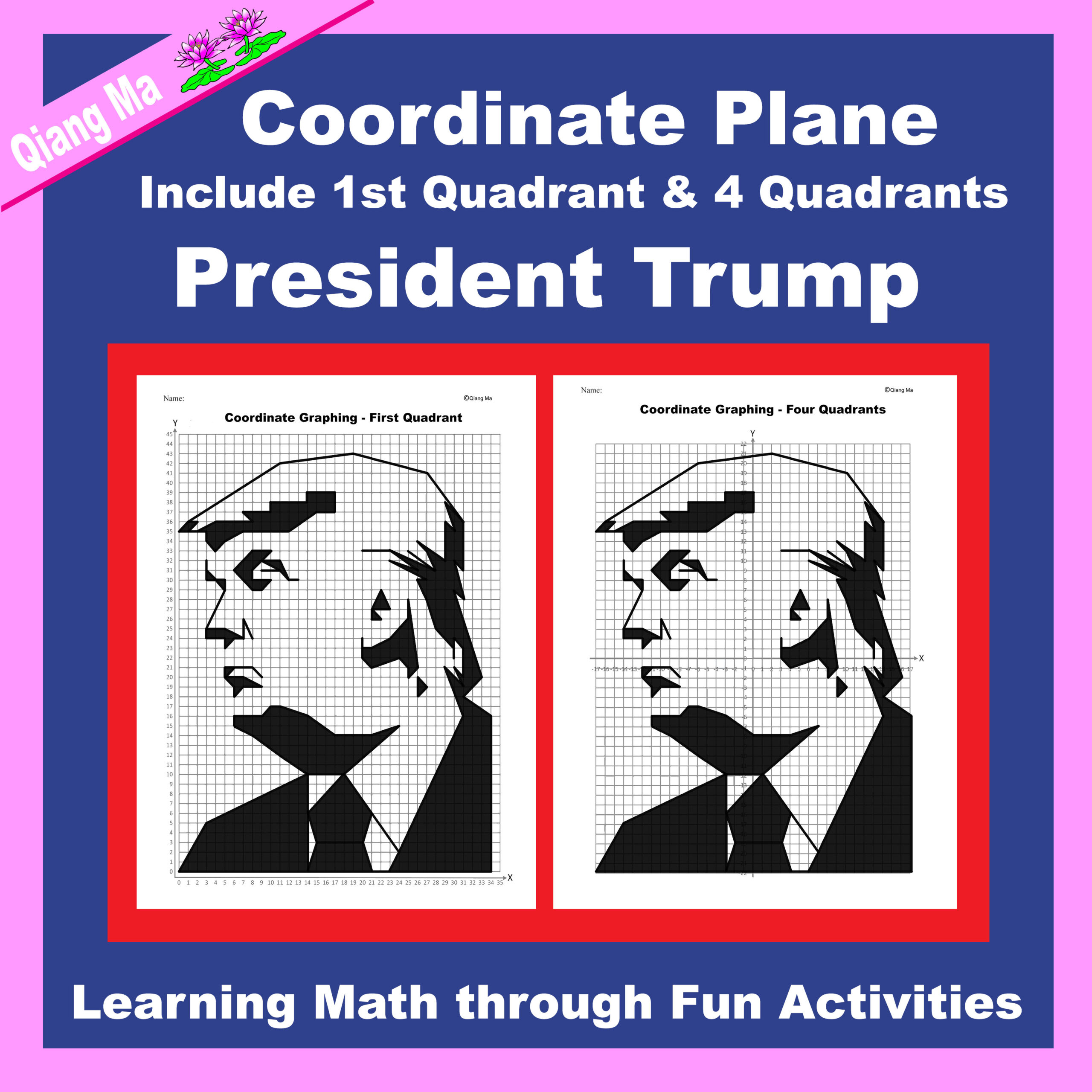 Presidents' Day Coordinate Plane Graphing Picture- Trump - Classful