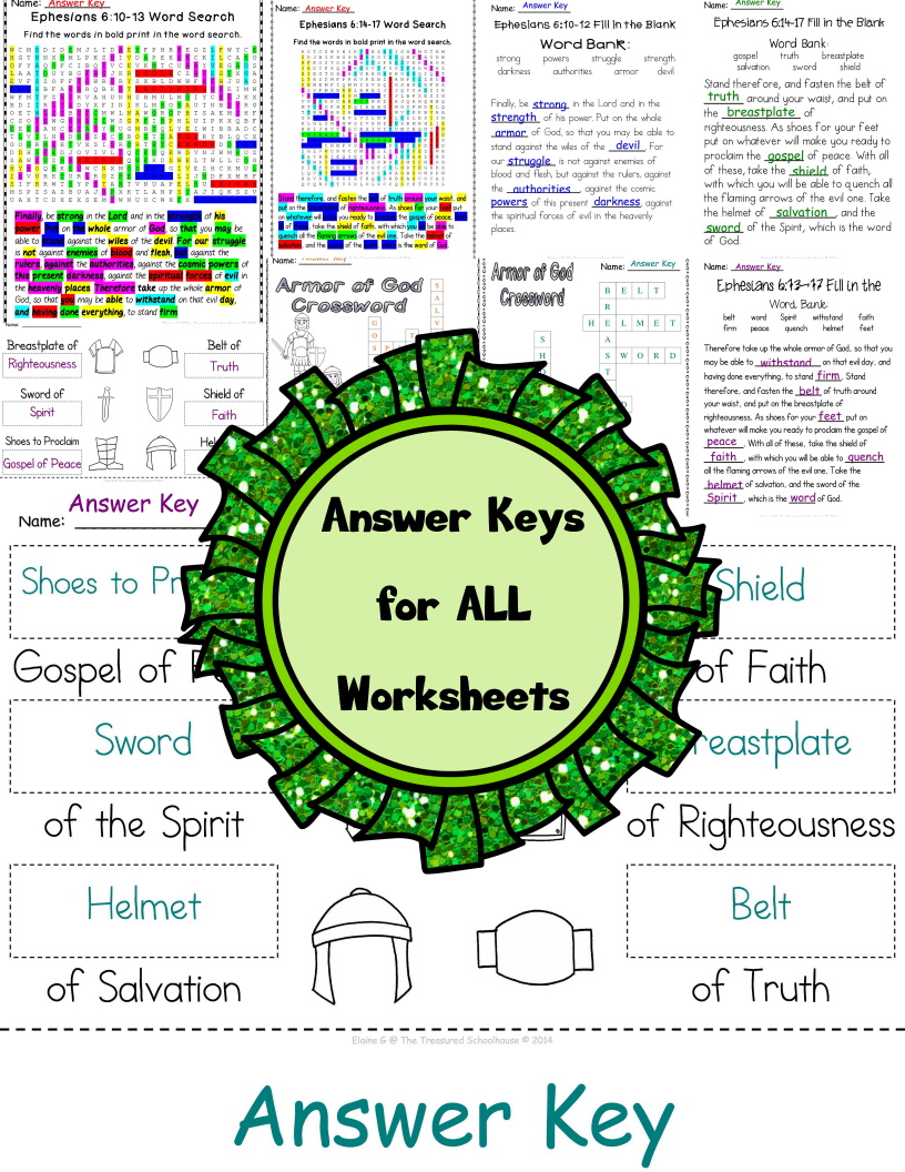 Armor of God Worksheet Pack - Classful