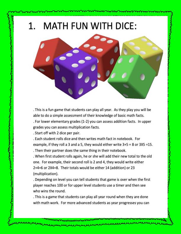 FUN MATH GAMES TO PLAY YEAR ROUND - Classful