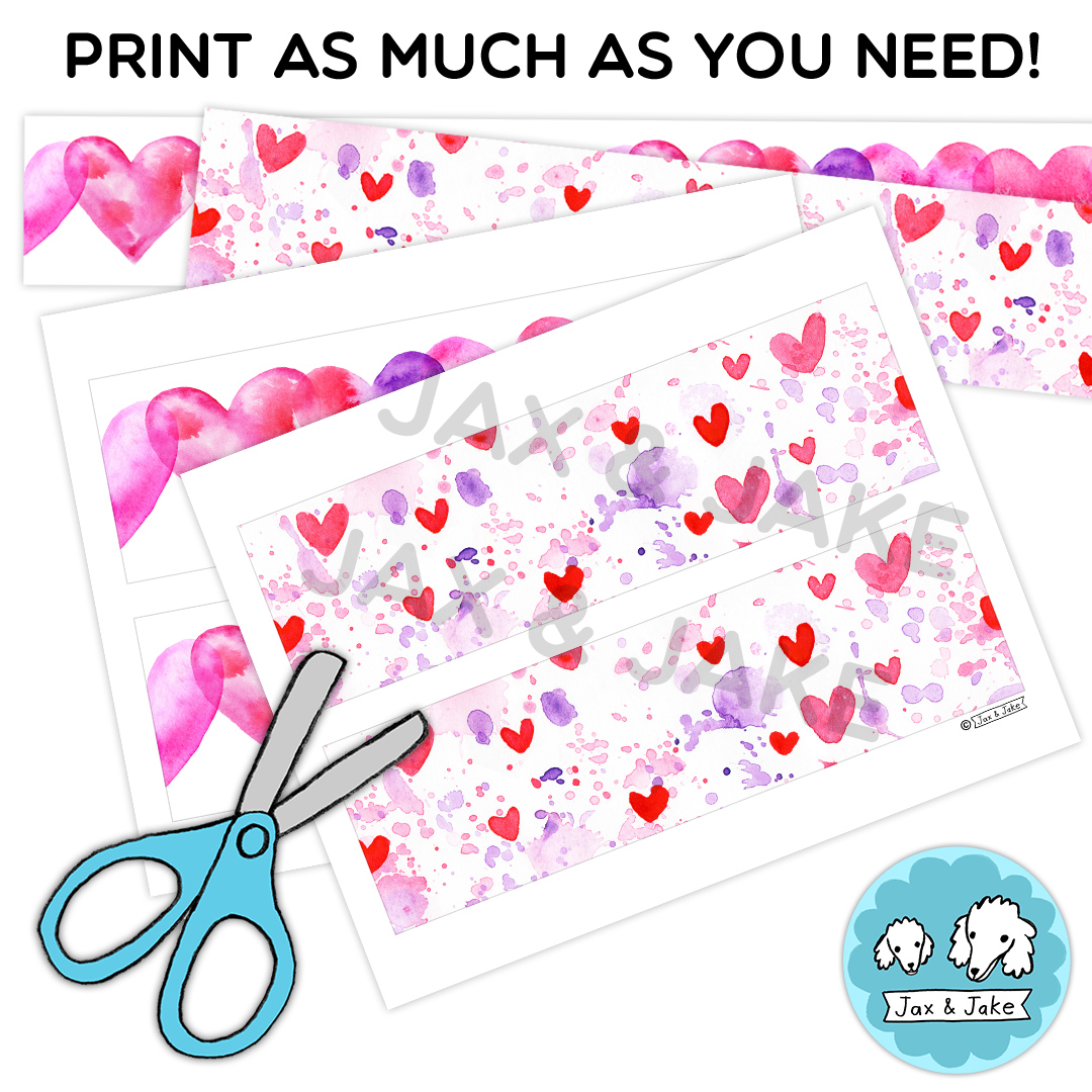 Valentine Bulletin Board Borders - Watercolor Valentines Day Classroom ...