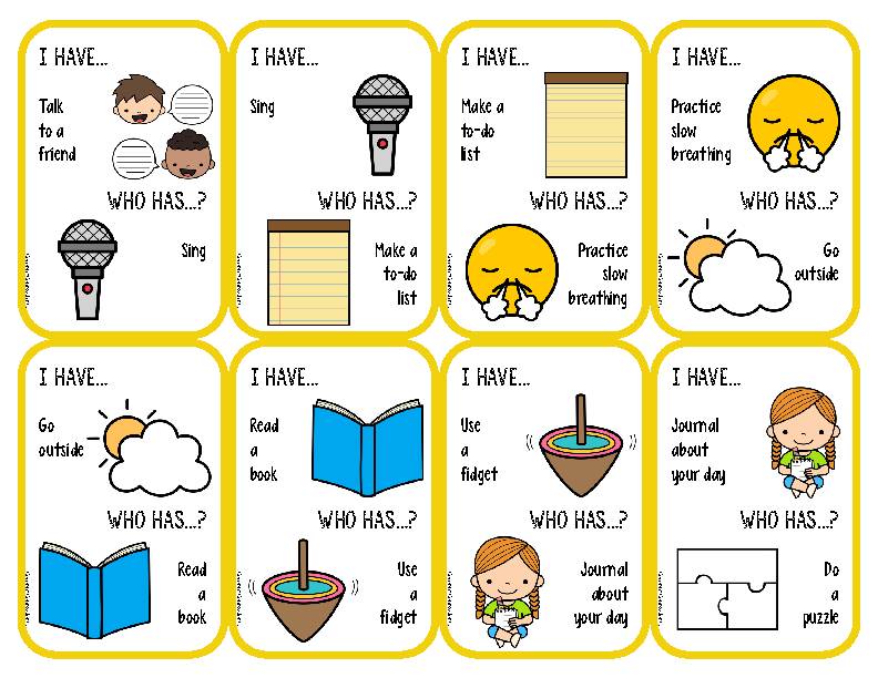 Coping Skills I Have, Who Has? Card Game - Classful