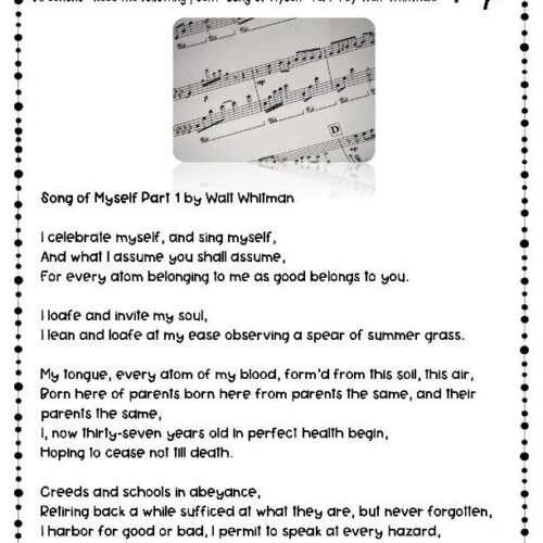 Song of Myself Poetry Activity and Poetry Writing Template Activity How ...