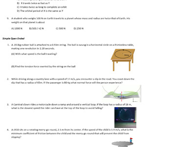 Physics- Uniform Circular Motion Review Sheet - Classful