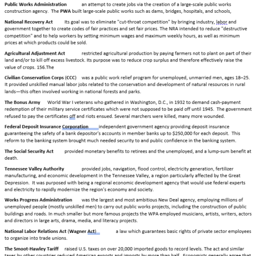 Quizlet / Blooket ready US History FL EOC key terms Great Depression ...