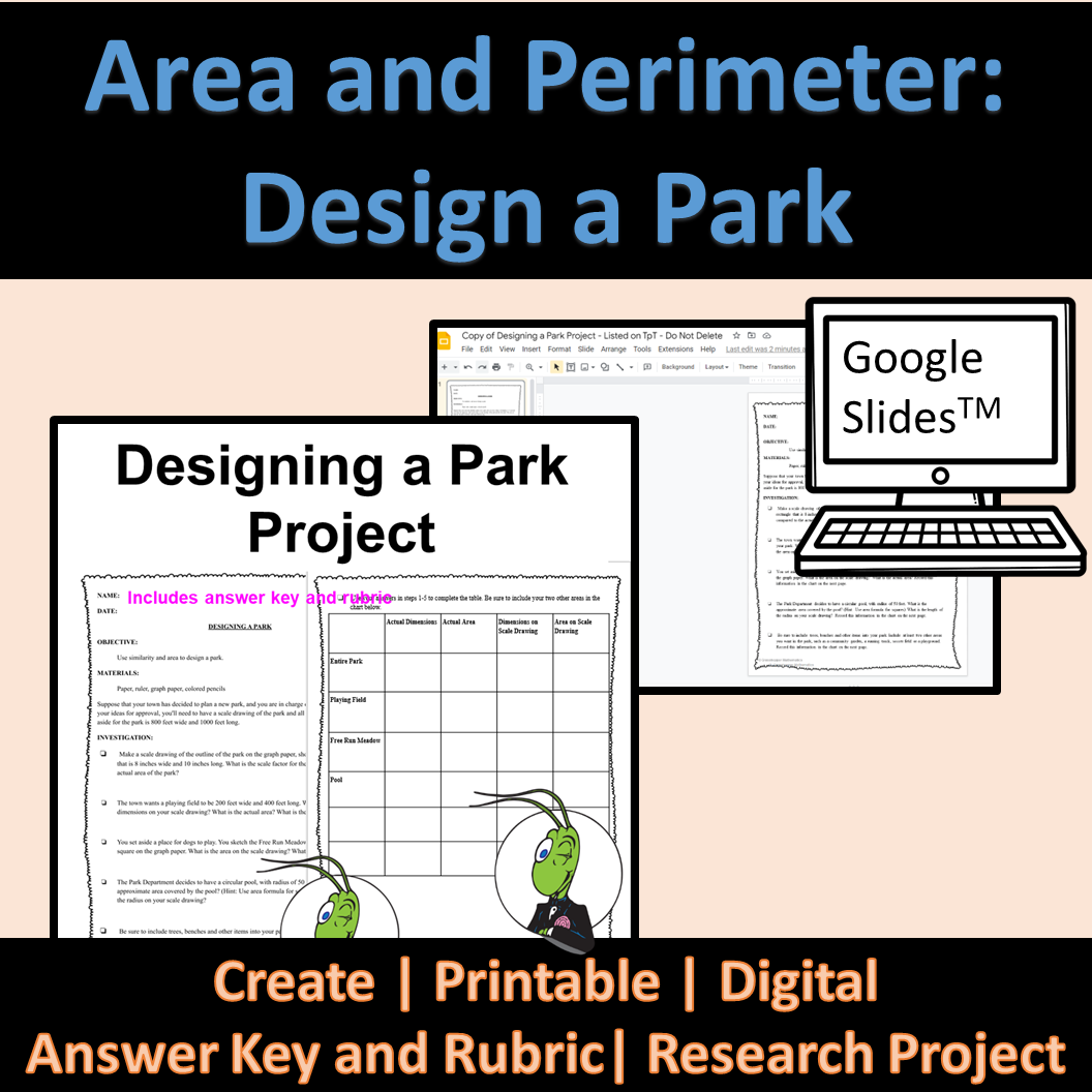 Project Based | Area and Perimeter | Designing a Park | Printable ...