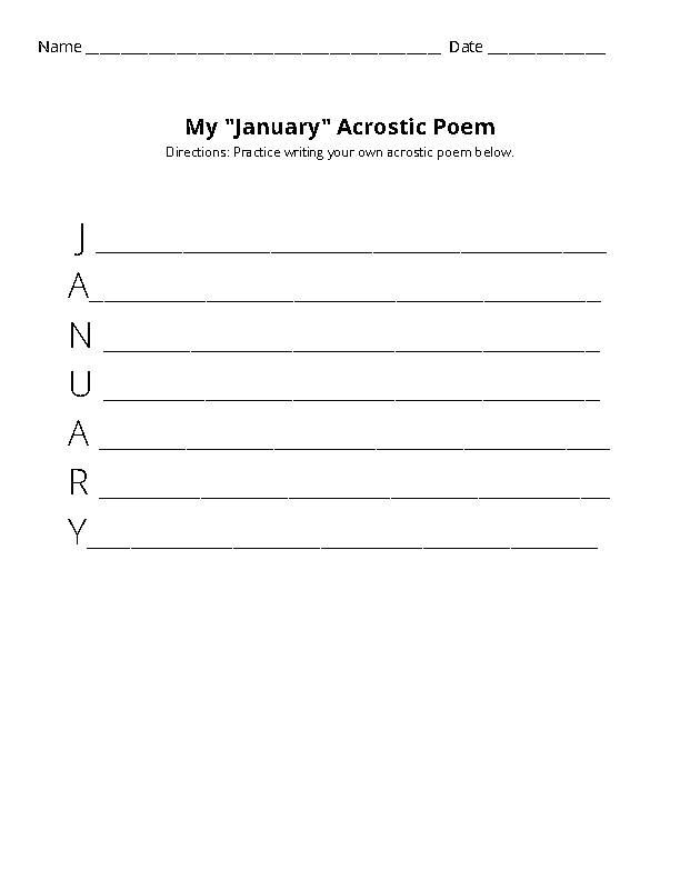 Acrostic Poem Packet - New Years Themed middle school high sped ELA ...