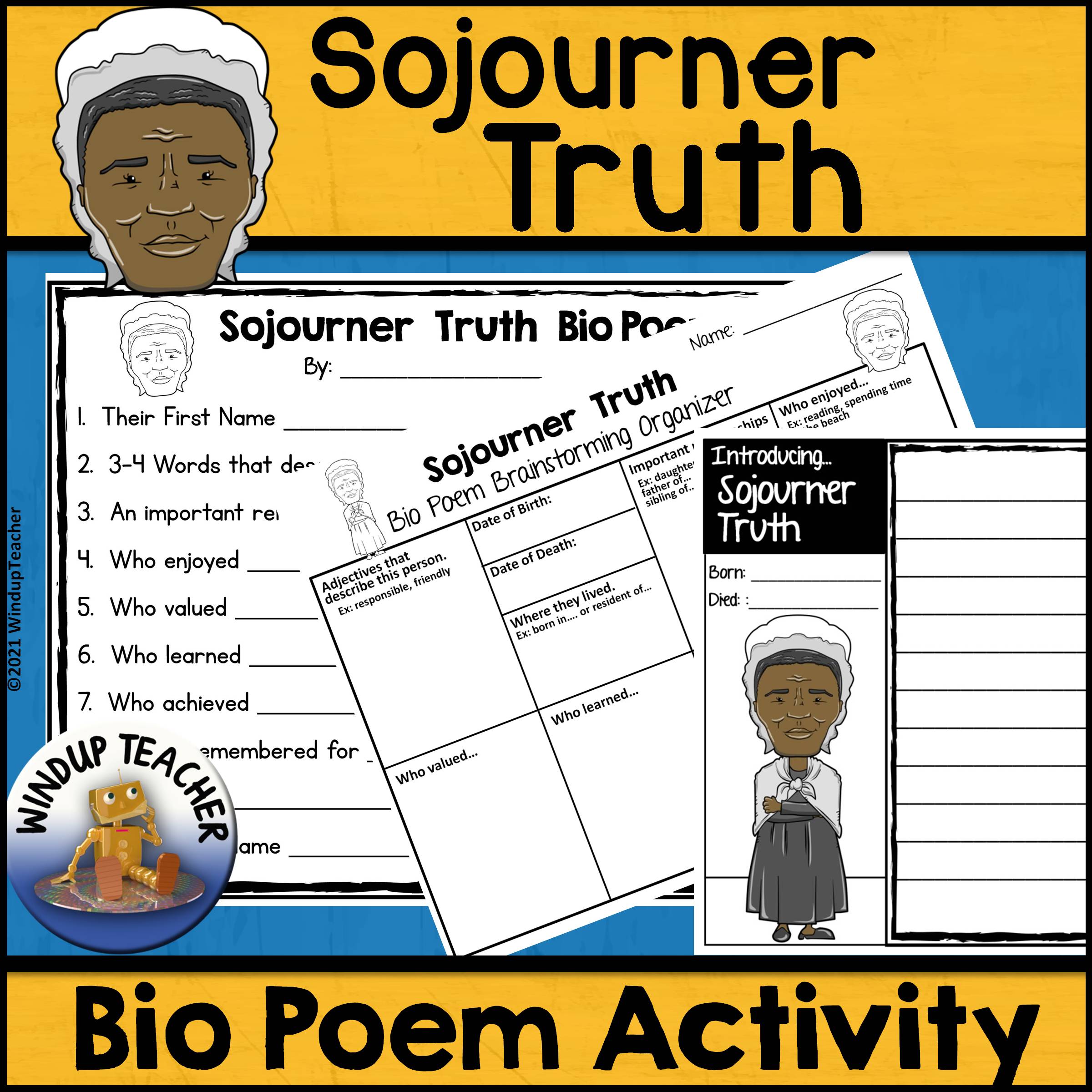 Sojourner Truth Biography Poem Activity and Writing Paper - Classful