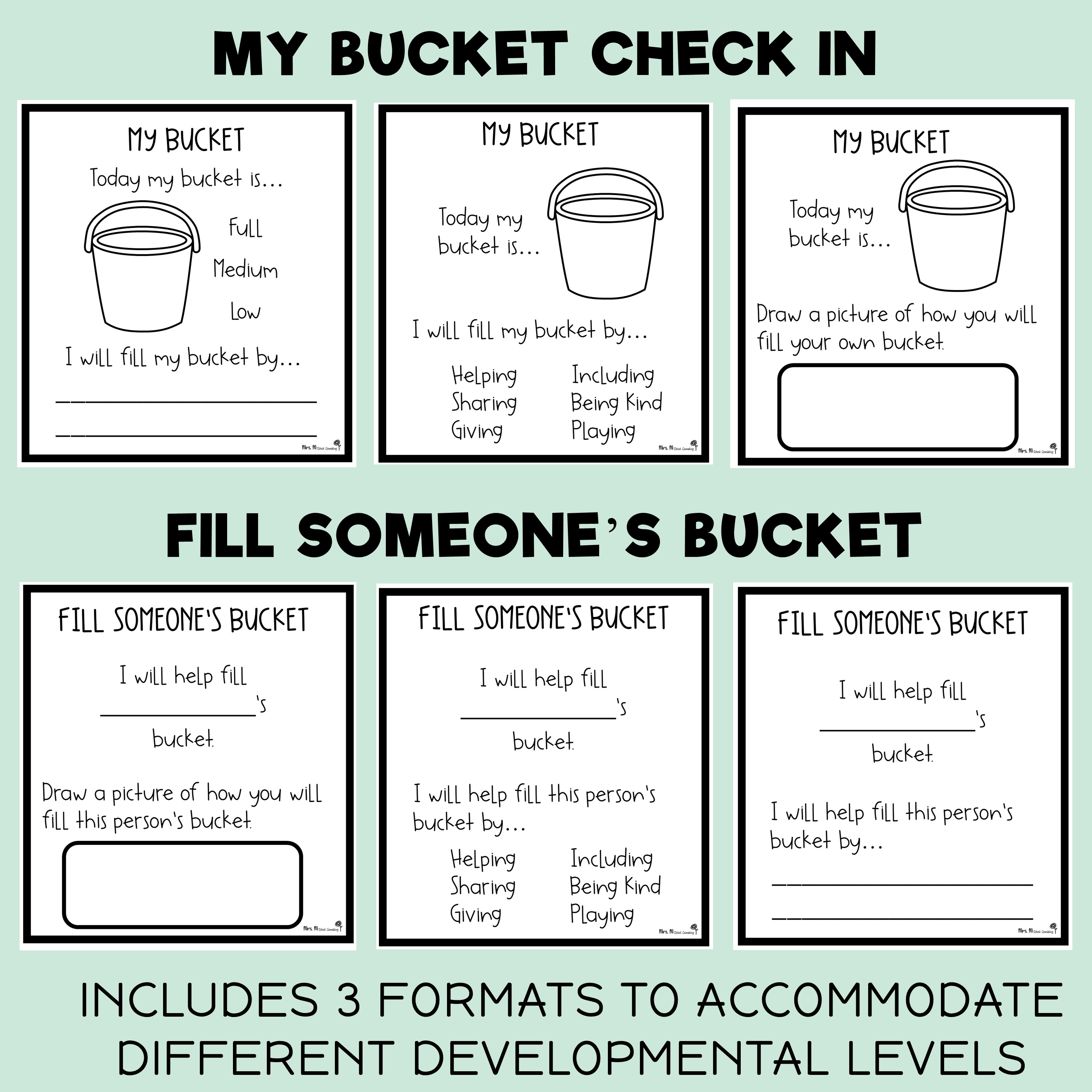 Bucket Filling Check-In Clip Chart & Student Happiness Communication ...