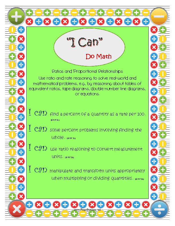 6th Grade Math- I Can Statements - Classful