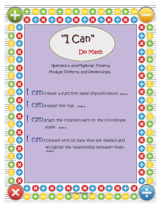 5th Grade Math- I Can Statements - Classful