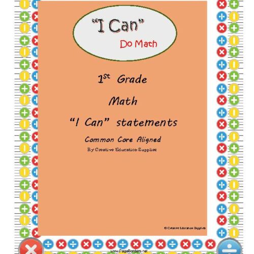 1st Grade Math- I Can Statements - Classful