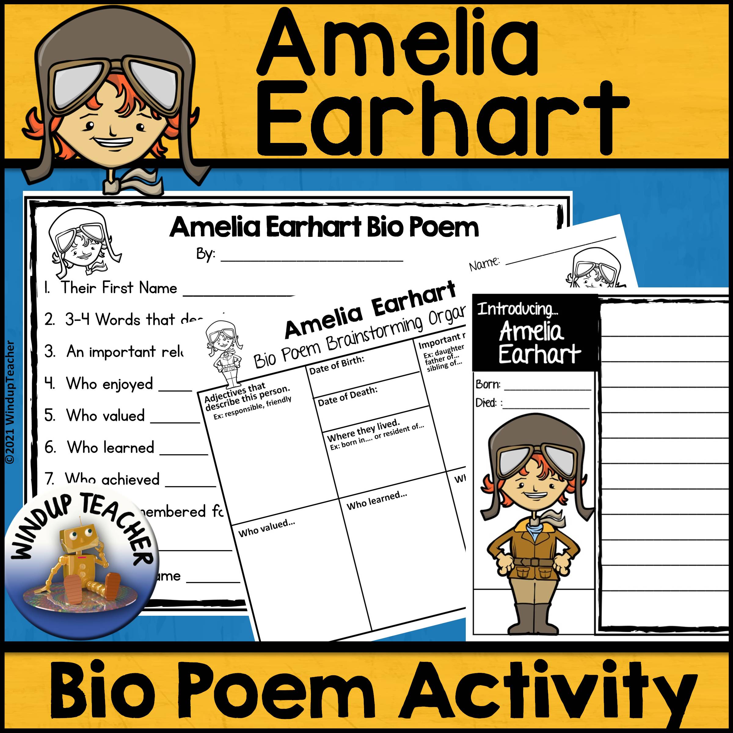 Amelia Earhart Poem Writing Activity - Classful