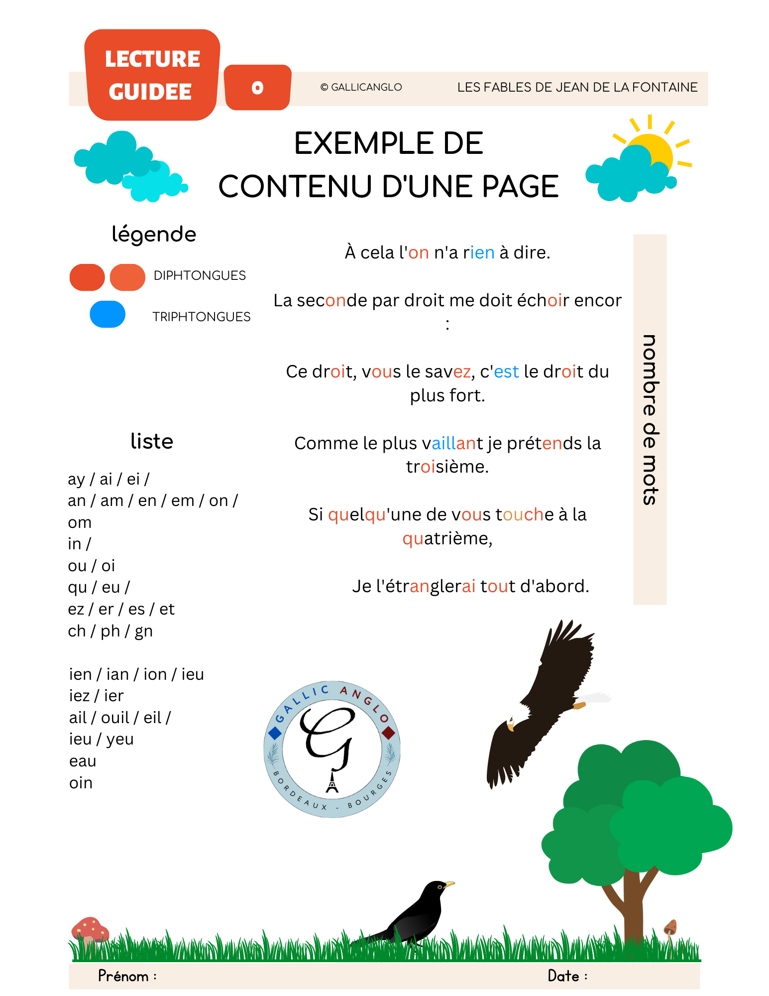 FRENCH - Fables - Reading practice - Classful