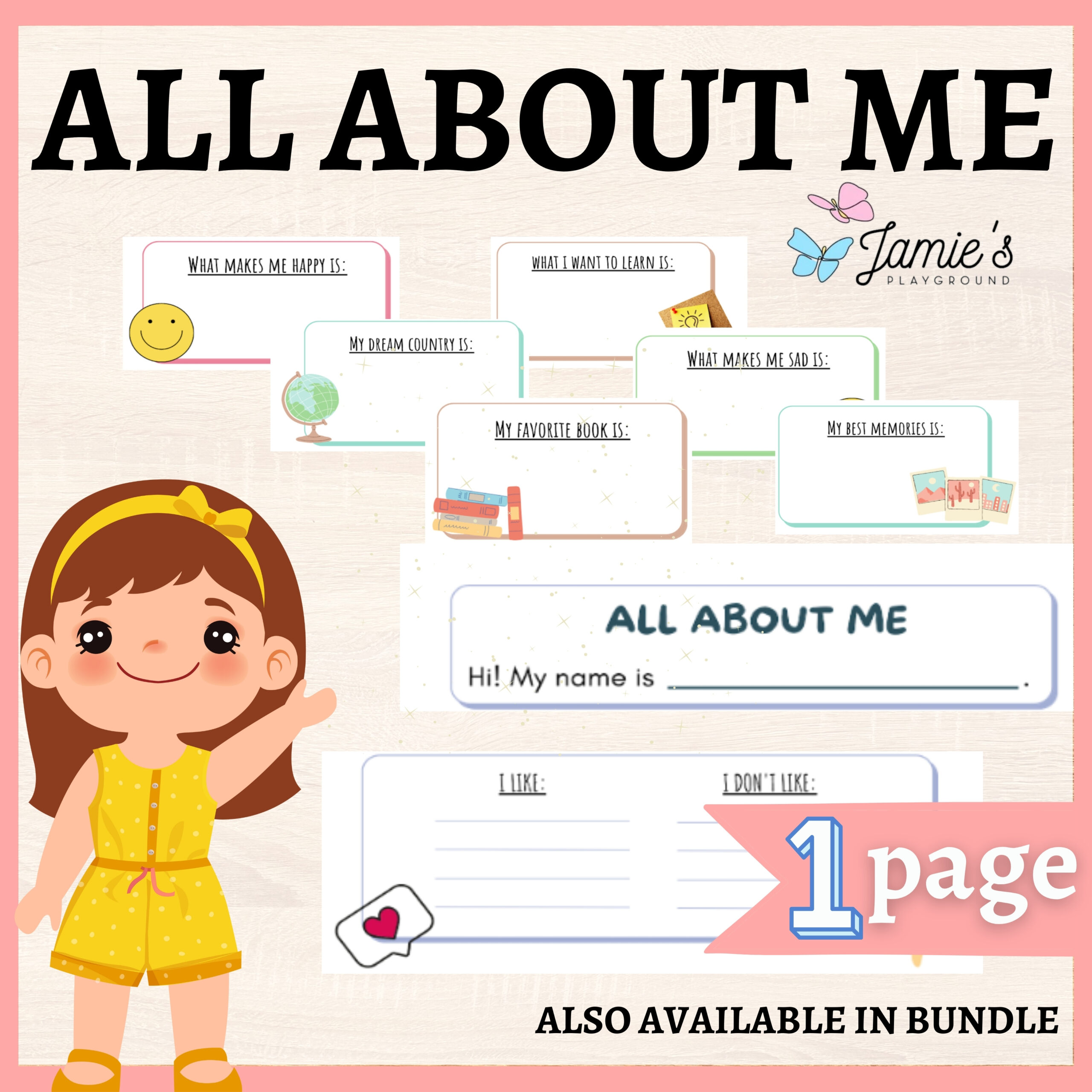 Interactive Back To School Writing Activity- All About Me Worksheet 1 ...