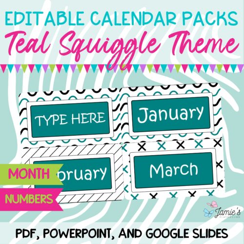 Daily Flip Calendar Pocket Chart Cards | Editable Squiggle Calendar ...