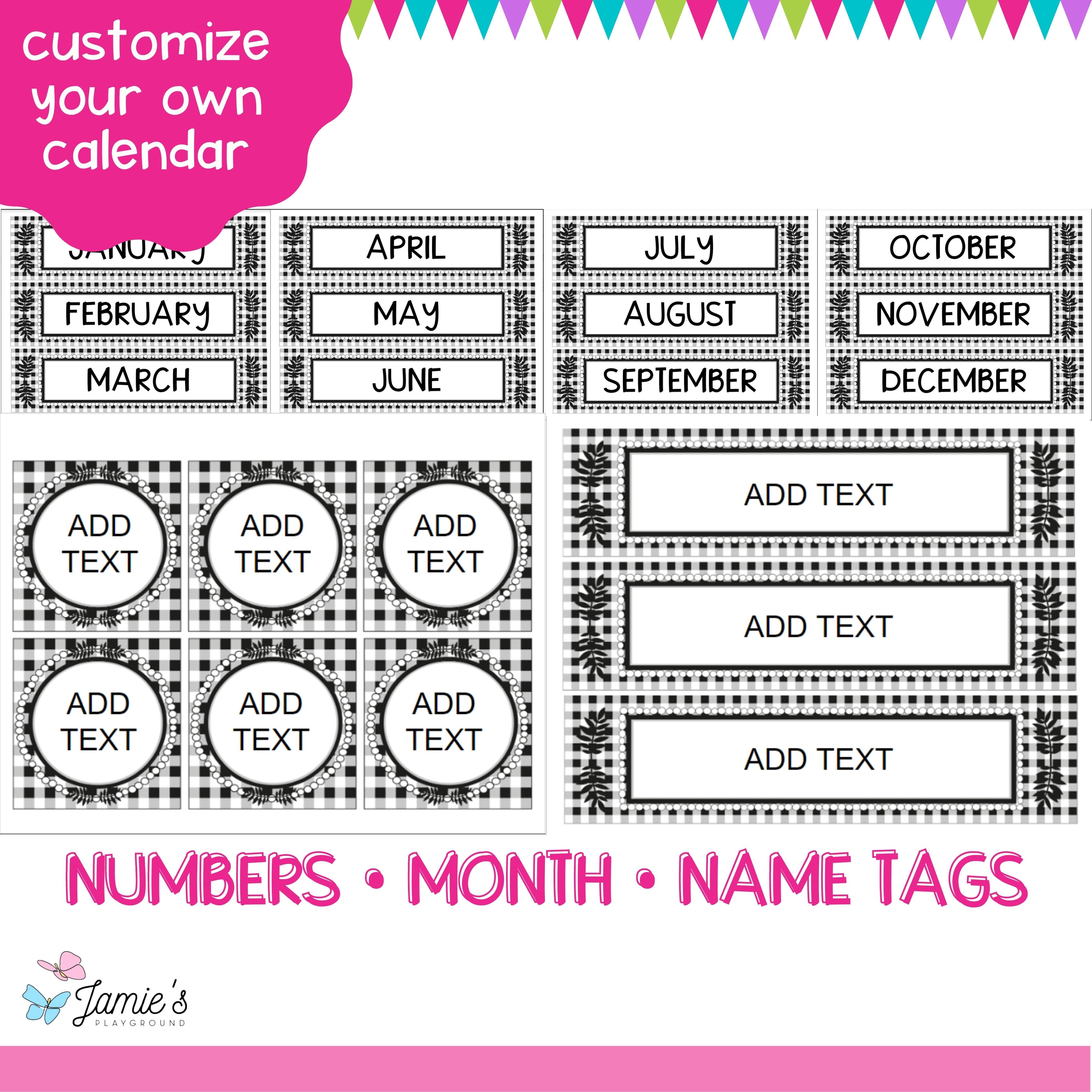 Daily Flip Calendar Pocket Chart Cards | Editable Picnic Calendar ...