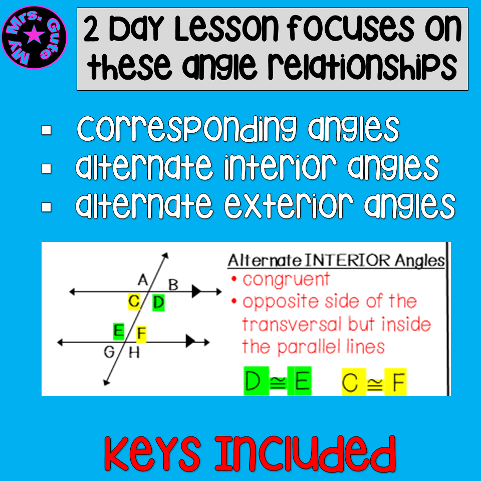 Parallel Lines and Transversals Math Notes and Exit Questions - Classful