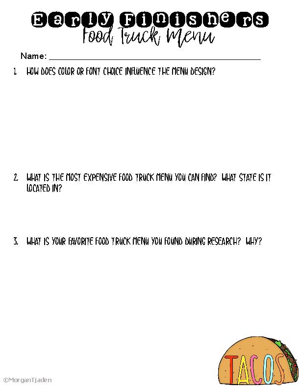 Food Truck Menu Project - Classful