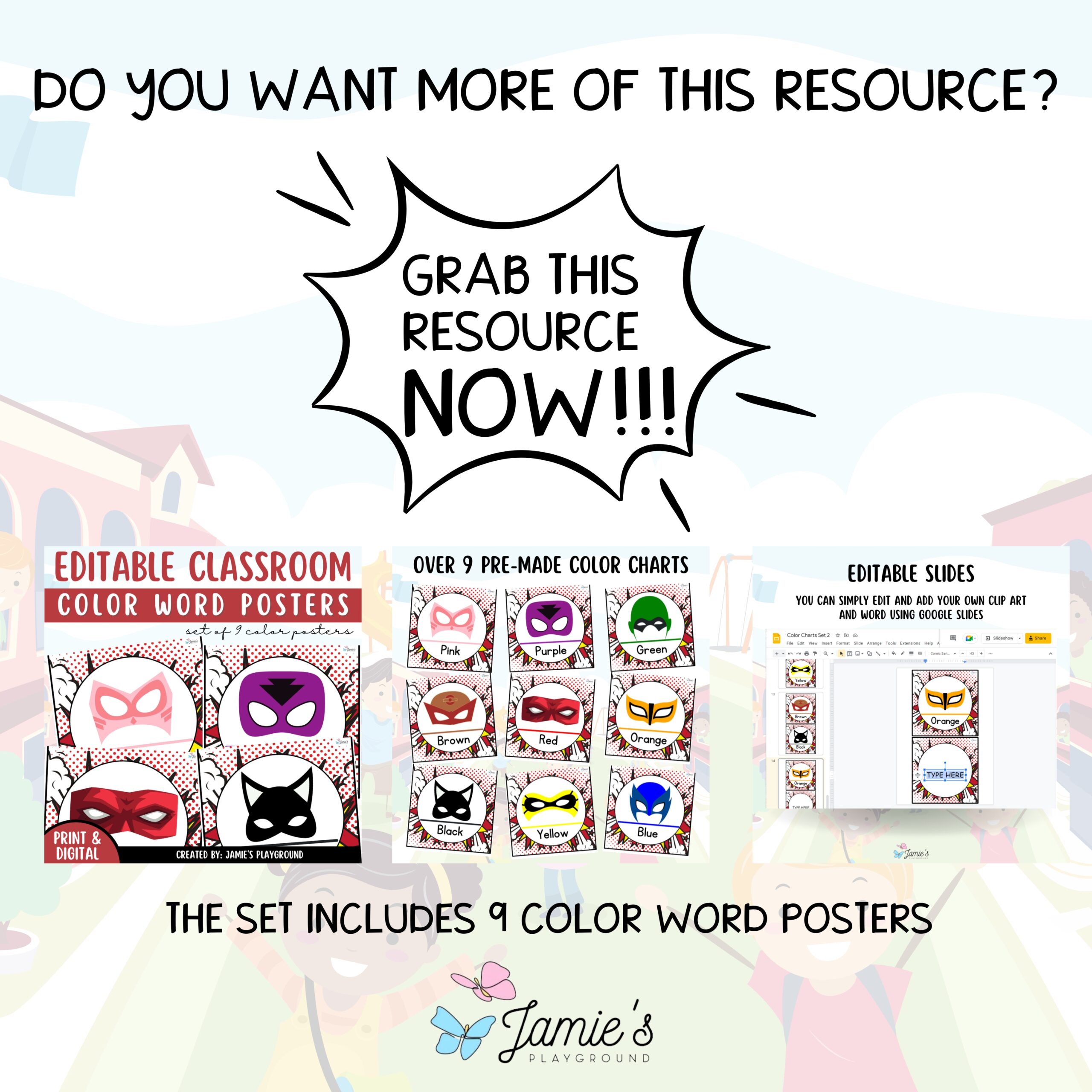 FREE - Superhero Color Word Poster 2- Color Word Classroom Sign - Classful