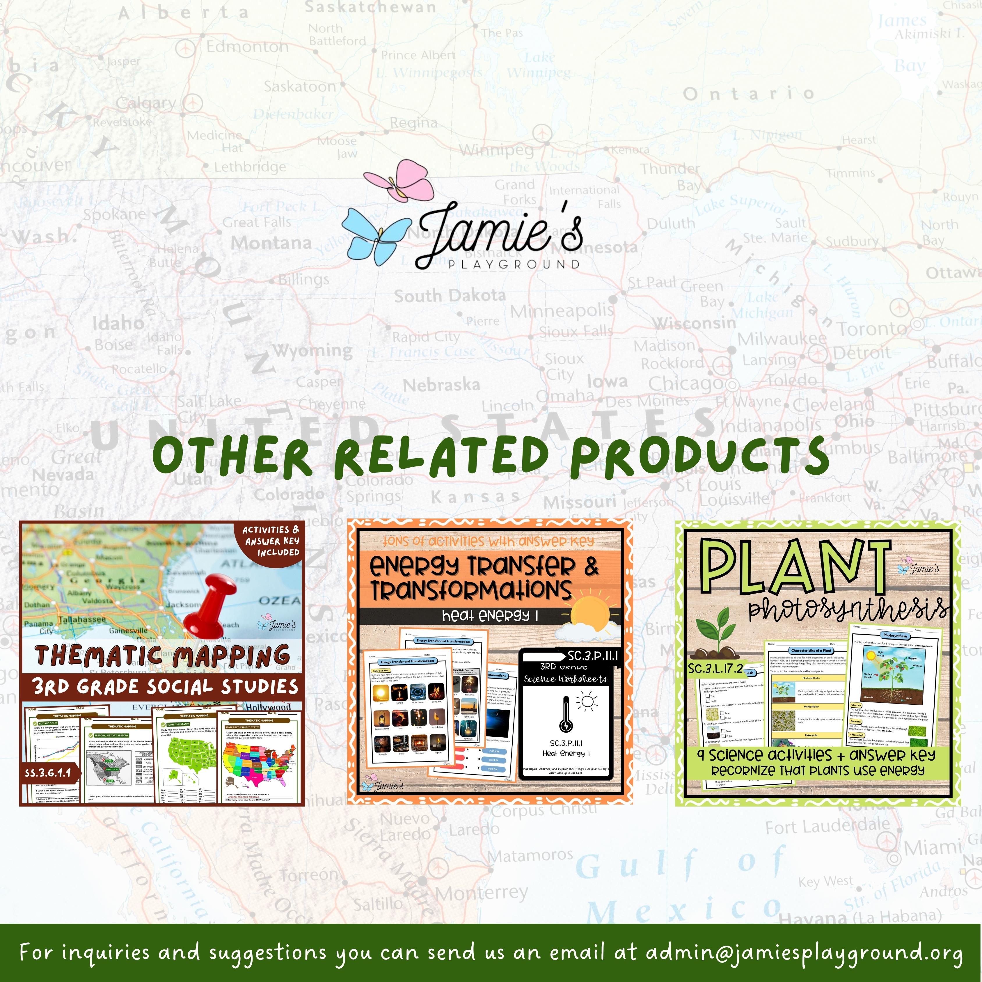 Map Elements Activity & Answer Key 3rd Grade Social Studies - Classful